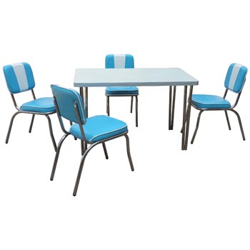 Ginza – Retro Line Dinerset 4 stolar+bord ljusblå-vit | Retroprylar ...